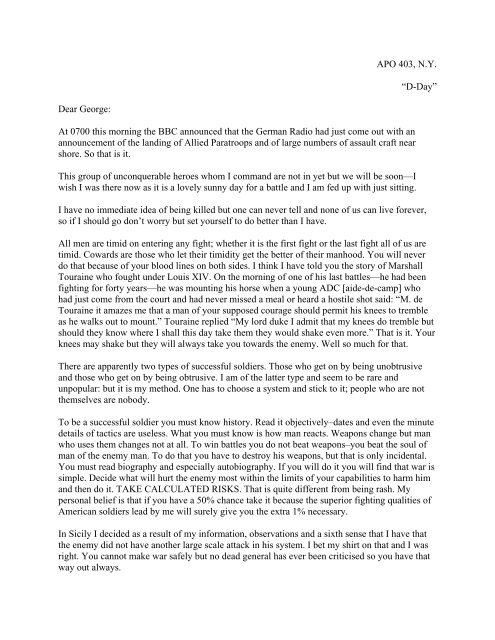 General Patton's Letter to His Son