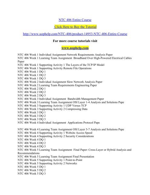 NTC 406 Entire Course