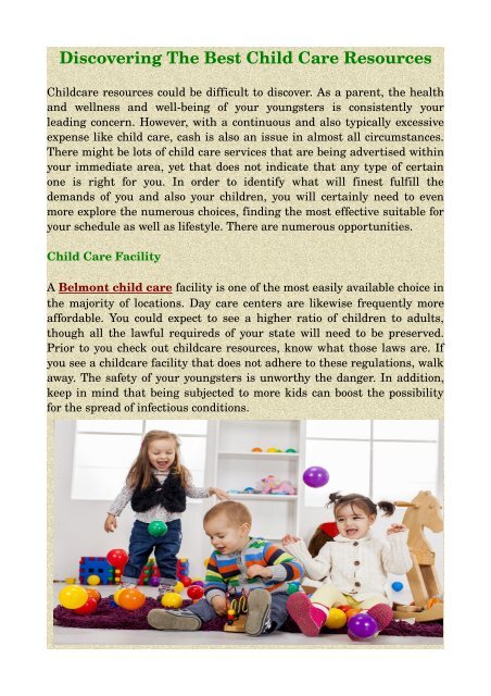 Discovering The Best Child Care Resources