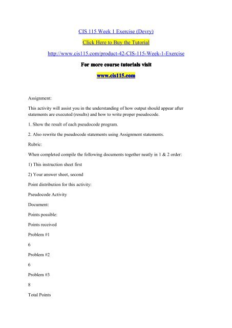 CIS 115 Tutorials / cis115dotcom