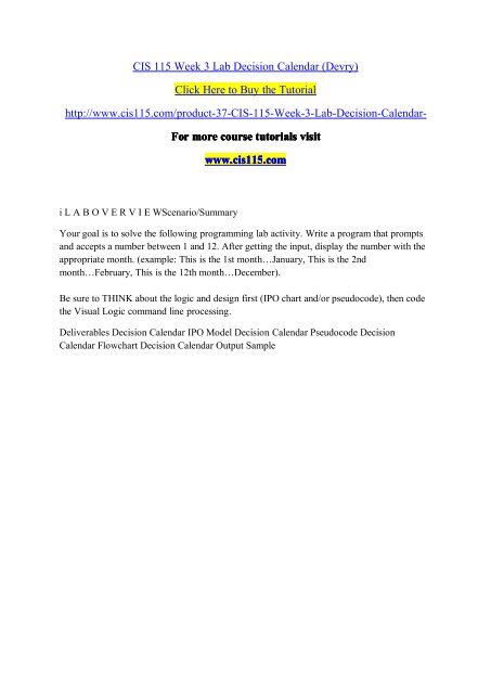 CIS 115 Tutorials / cis115dotcom