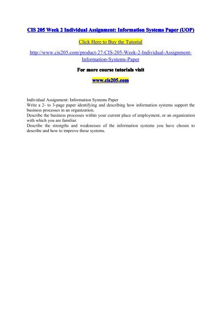 CIS 205 Tutorials / cis205dotcom