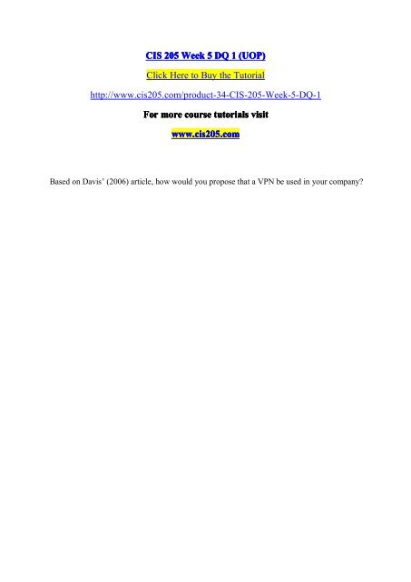 CIS 205 Tutorials / cis205dotcom