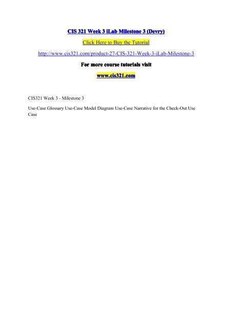 CIS 321 Tutorials / cis321dotcom