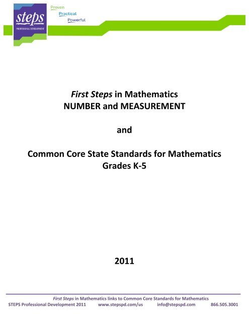 First Steps in Mathematics NUMBER and ... - acesmspcohort