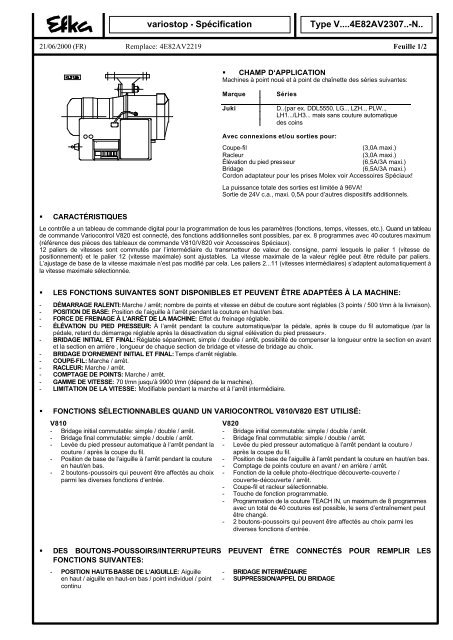 variostop - Spécification Type V....4E82AV2307..-N.. - Efka