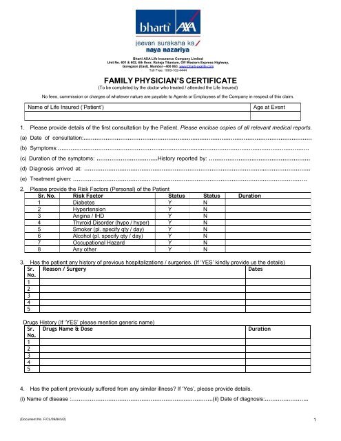 Life Insurance Policy Certificate