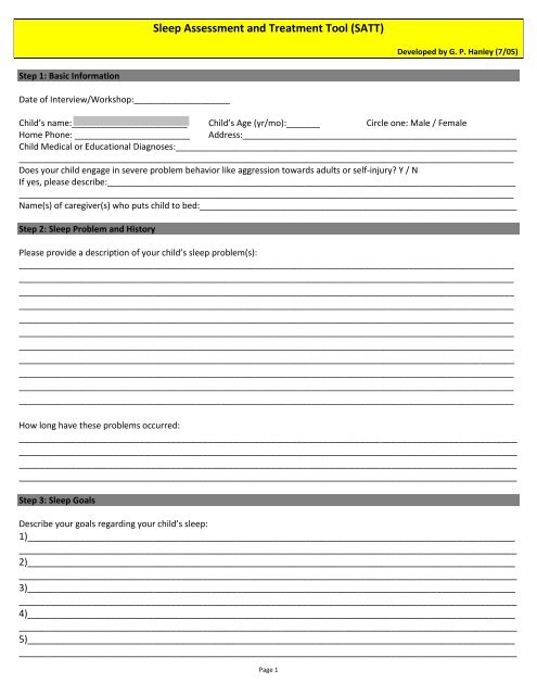 Sleep Assessment and Treatment Tool (SATT)