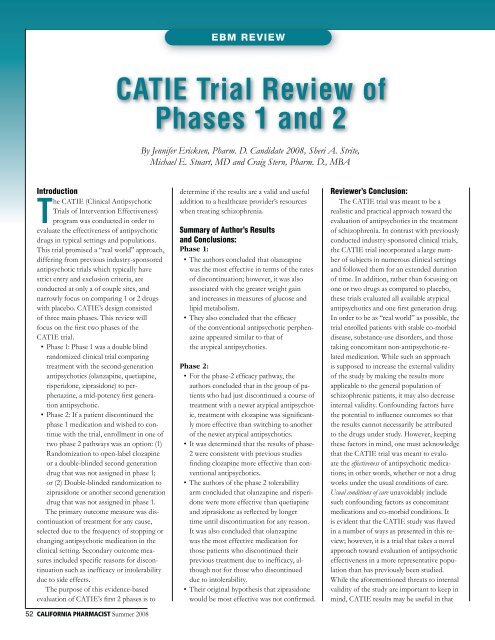 CATIE Trial Review of Phases 1 and 2