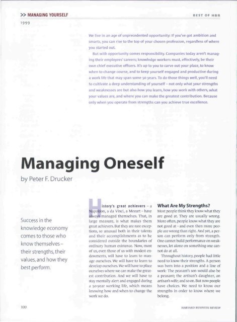 Managing Oneself