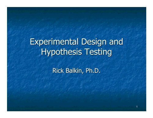 Experimental Design and Hypothesis Testing
