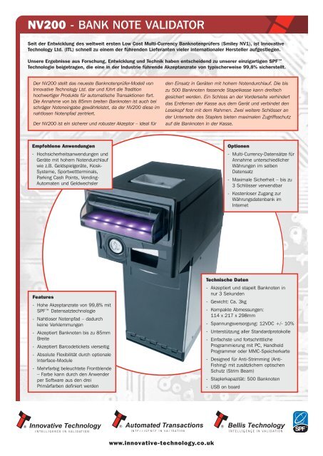 NV200 - BANK NOTE VALIDATOR