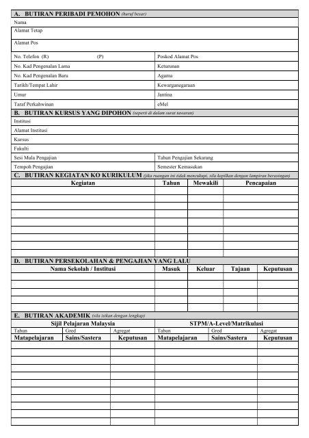 A. BUTIRAN PERIBADI PEMOH