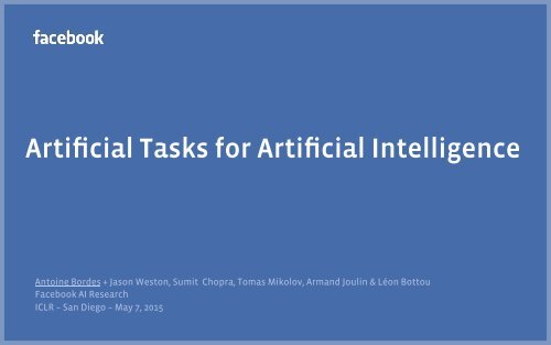 Artificial Tasks for Artificial Intelligence