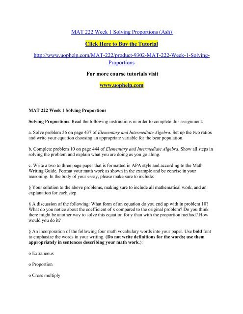 Intermediate Algebra Tutorial