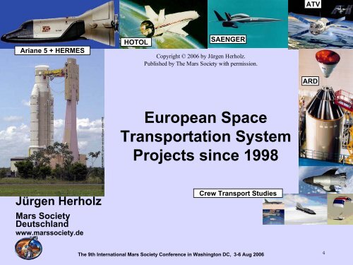 European Space Transportation System Projects since 1998