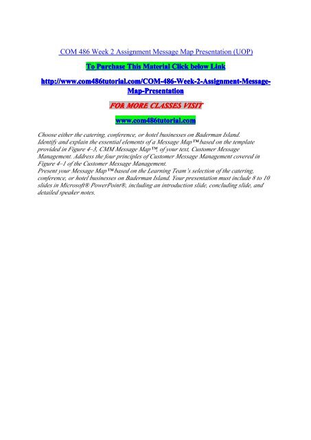 COM 486 Week 2 Assignment Message Map Presentation / uophelp