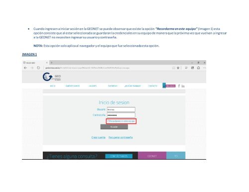 GEONET Mantener Sesion