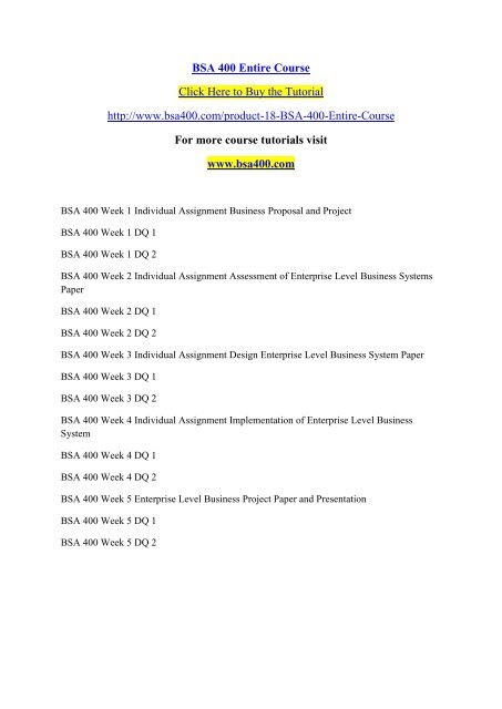 BSA 400 Entire Course