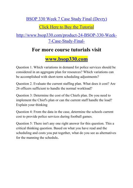 BSOP 330 Week 7 Case Study Final (Devry)