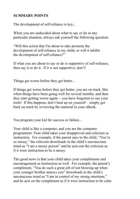 Self Reliance Examples