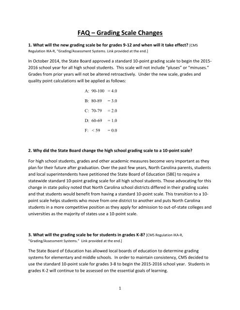 FAQ – Grading Scale Changes