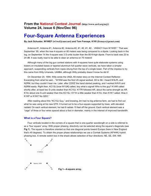Four-Square Antenna Experiences