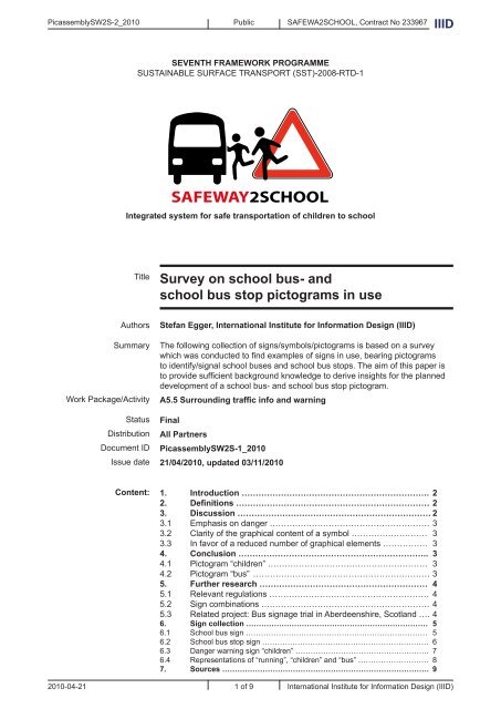 Survey on school bus- and school bus stop pictograms in use