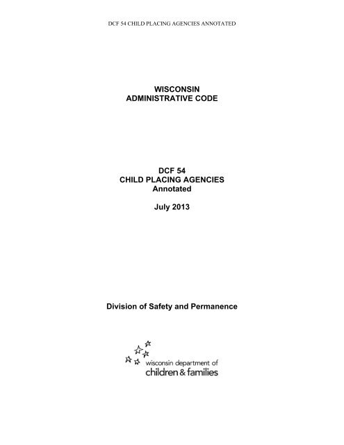 DCF 54 - Wisconsin Department of Children and Families