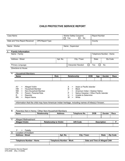 CHILD PROTECTIVE SERVICE REPORT