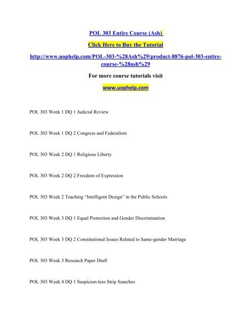 POL 303 Entire Course