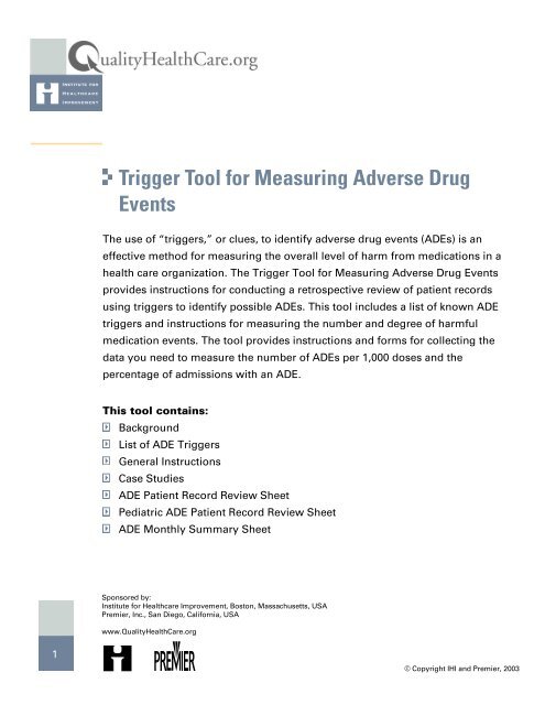 Trigger Tool For Measuring Adverse Drug Events
