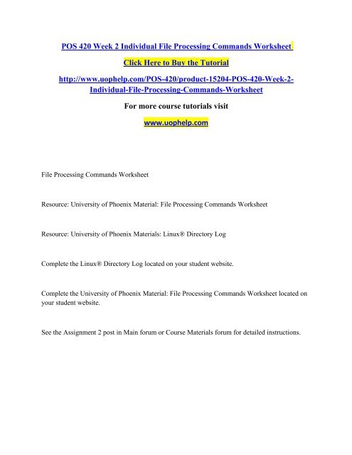 POS 420 Week 2 Individual File Processing Commands Worksheet
