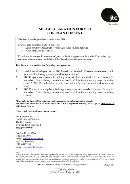 SELF-DECLARATION FORM 03 FOR PLAN CONSENT