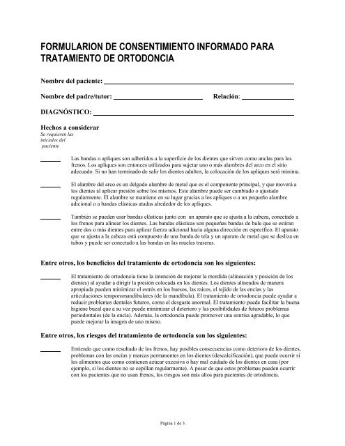 formularion de consentimiento informado para tratamiento de ...