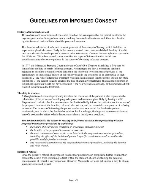 GUIDELINES INFORMED CONSENT