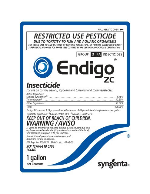 RESTRICTED USE PESTICIDE Insecticide WARNING / AVISO 1 gallon