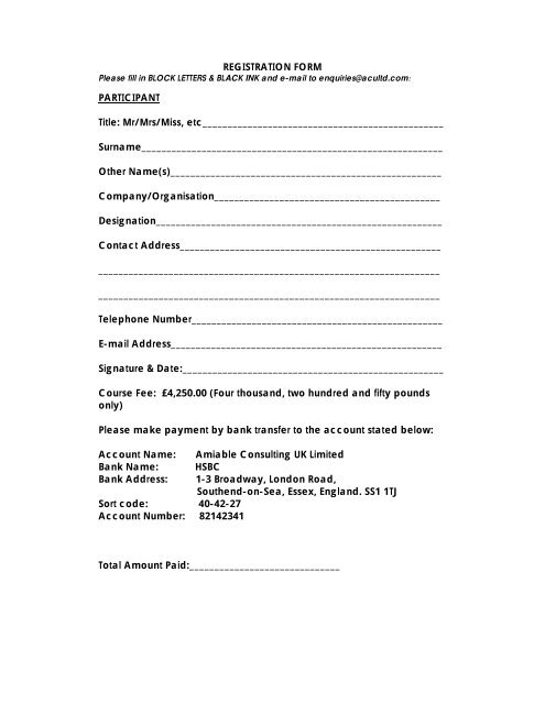 REGISTRATION FORM PARTICIPANT Title: Mr/Mrs/Miss ...