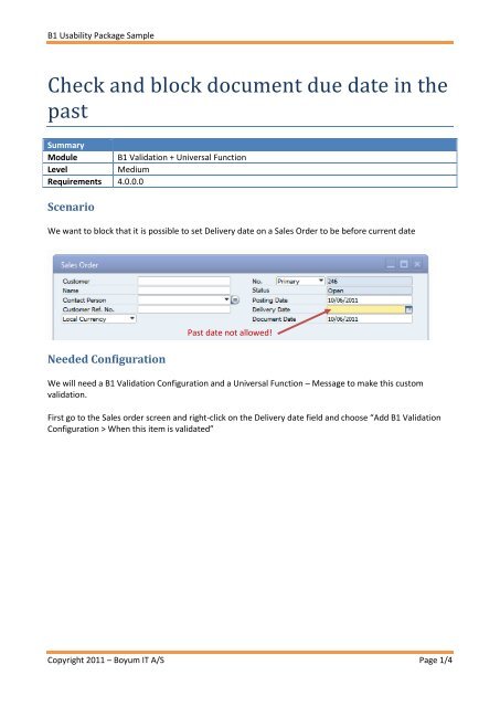 Check and block document due date in the past - Boyum-IT