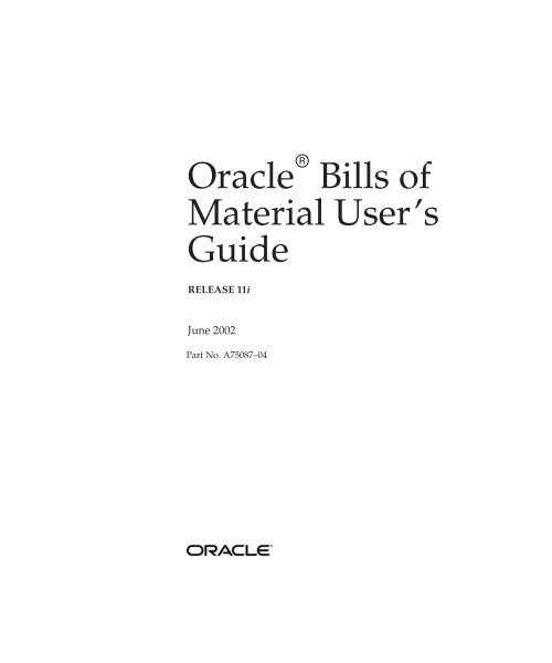 Oracle Bills of Material User’s Guide