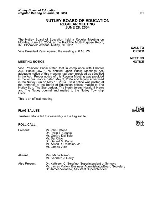 NUTLEY BOARD OF EDUCATION