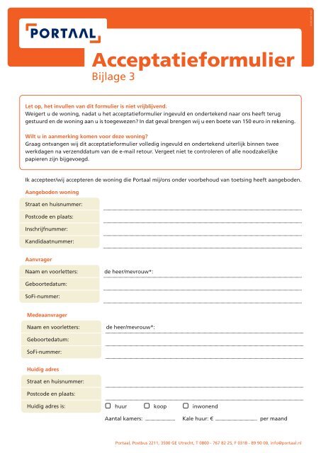 Acceptatieformulier - Portaal