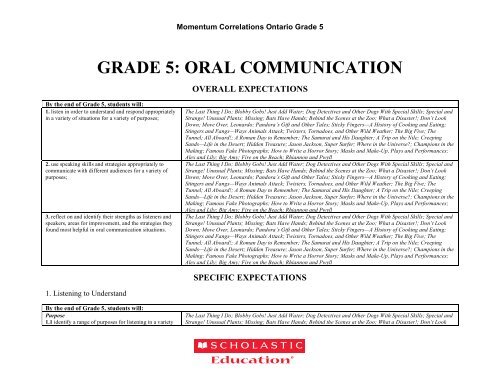 GRADE 5: ORAL COMMUNICATION - Scholastic Education