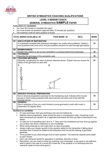 british gymnastics coaching qualifications 1. level 4 senior coach