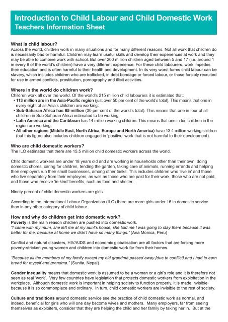 Introduction to Child Labour and Child Domestic Work