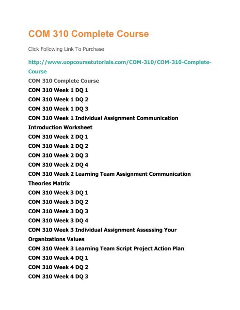 COM 310 Complete Course.pdf