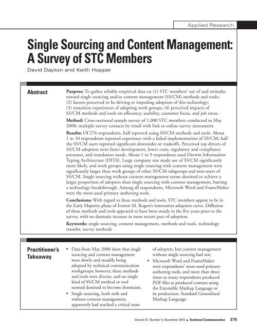 Single Sourcing and Content Management - Technical ...