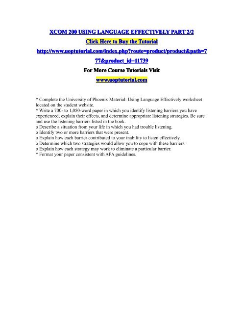 XCOM 200 USING LANGUAGE EFFECTIVELY PART 2