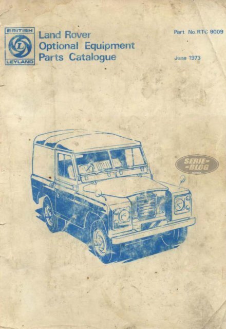 rtc9009 land rover optional equipment parts catalogue 1973
