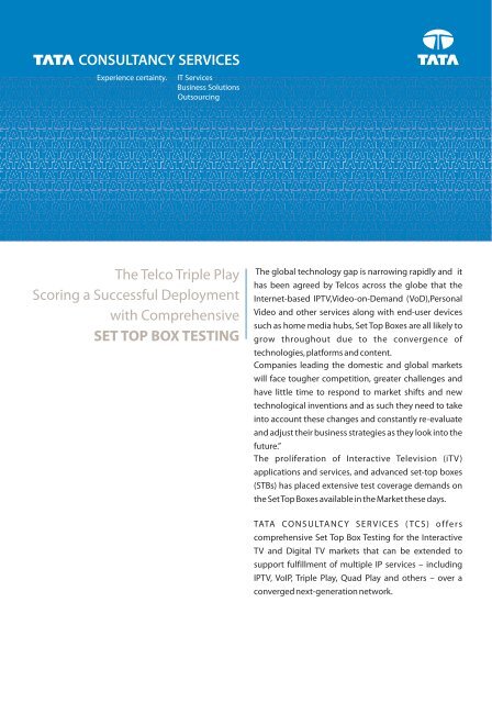 STB TESTING - Tata Consultancy Services